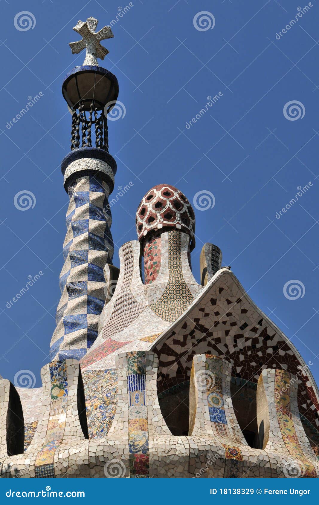 Gaudi roof - Barcelona editorial stock image. Image of tessellation ...