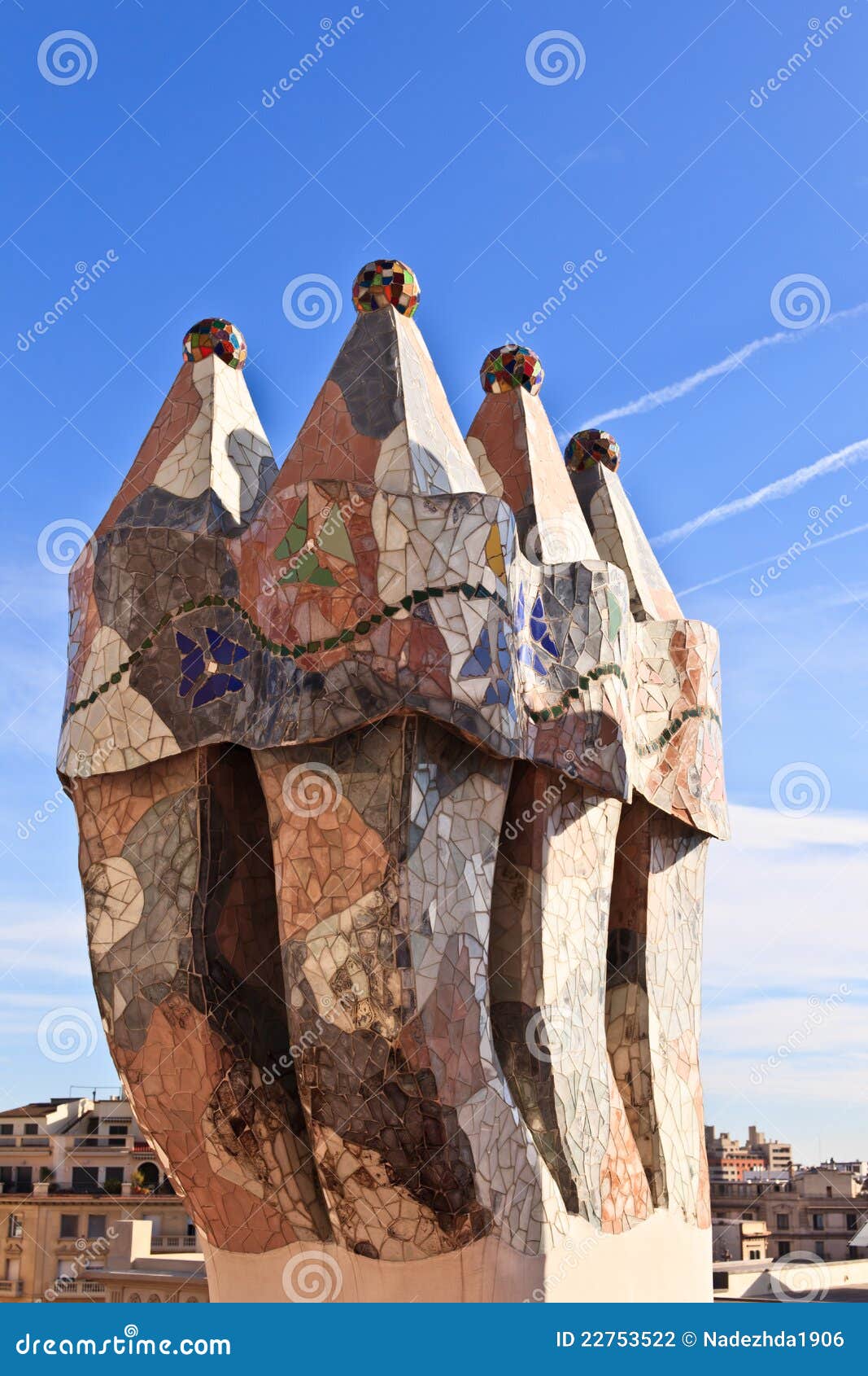 Gaudi rooftop editorial photography. Image of ceramic - 22753522