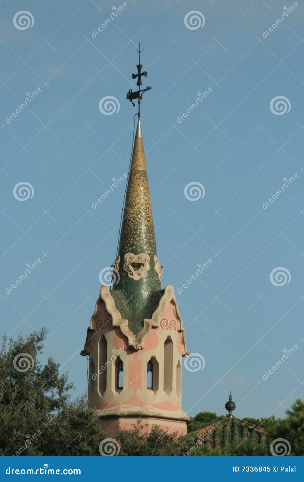 Gaudi s house tower stock image. Image of roman, columns - 7336845