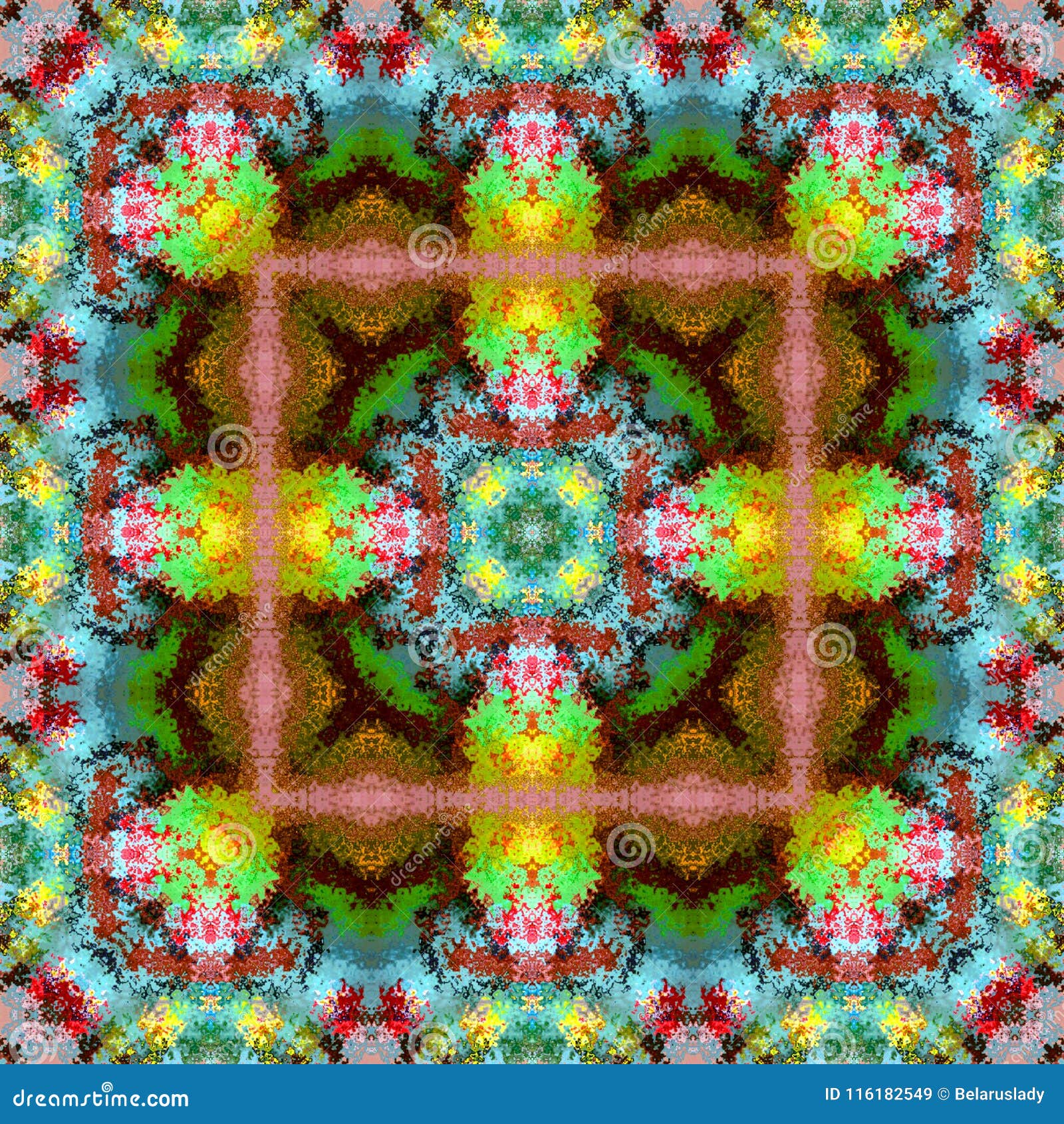 Gaudy Blur Kaleidoscope Square Pattern. Stock Illustration ...