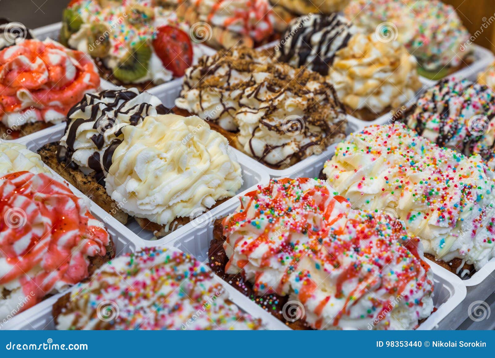 Gaufres Belges Dans La Boulangerie Photo stock - Image du délicieux ...