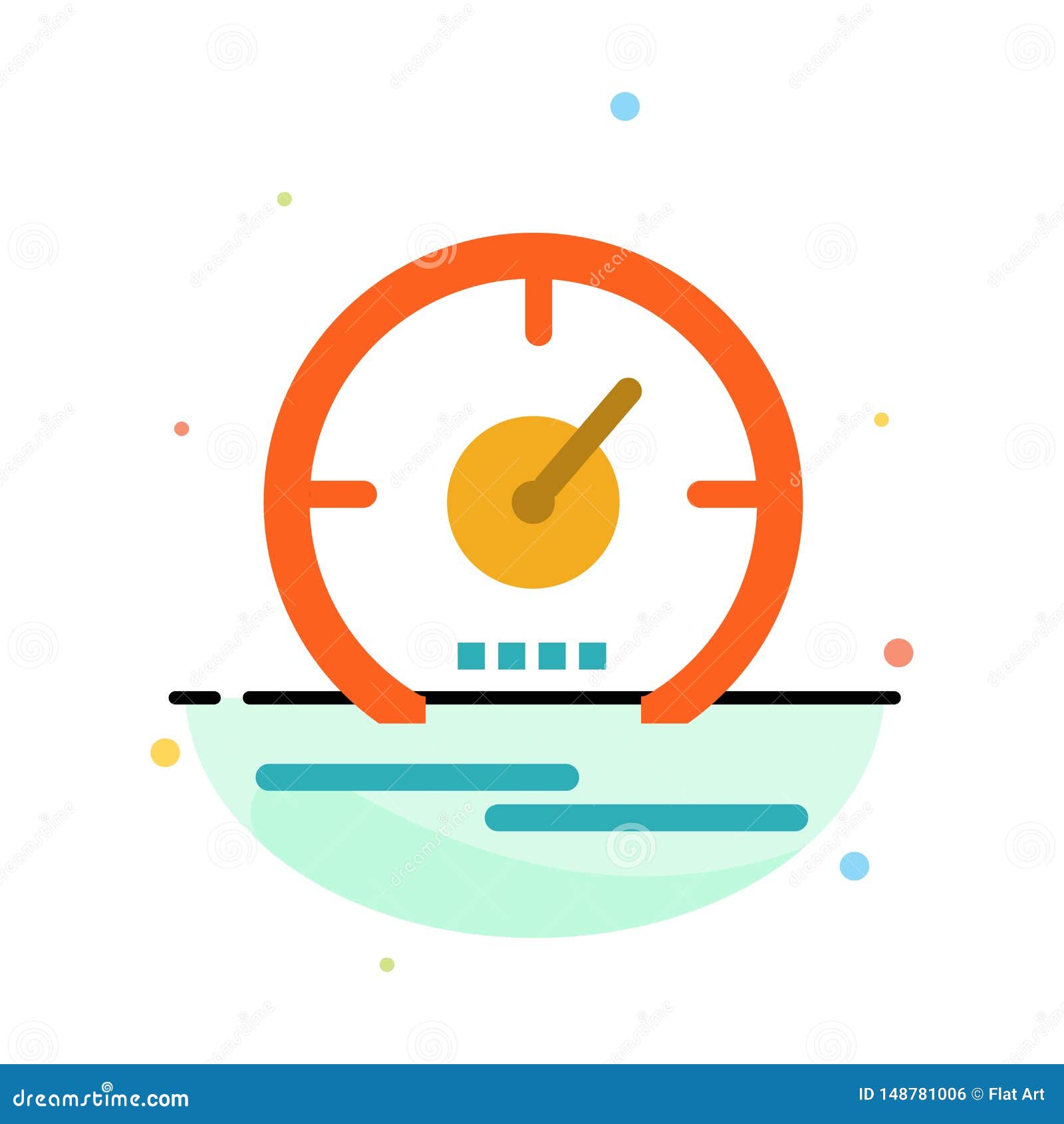 Gauge, Dashboard, Meter, Speed, Speedometer Abstract Flat Color Icon ...