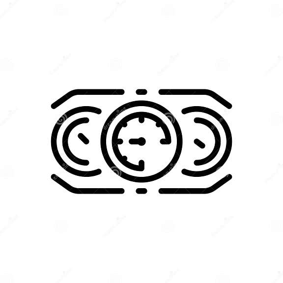 Black Line Icon for Gauge, Indicator and Speed Stock Illustration ...