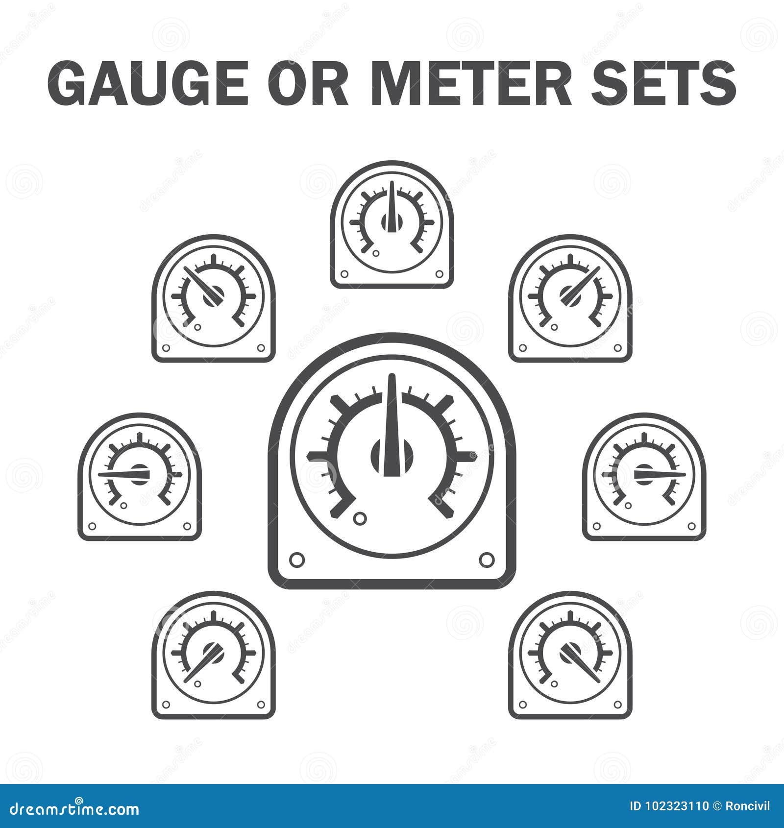 Gauge Meter. Rating Scale Bar Indicator With Arrow Speedometer ...