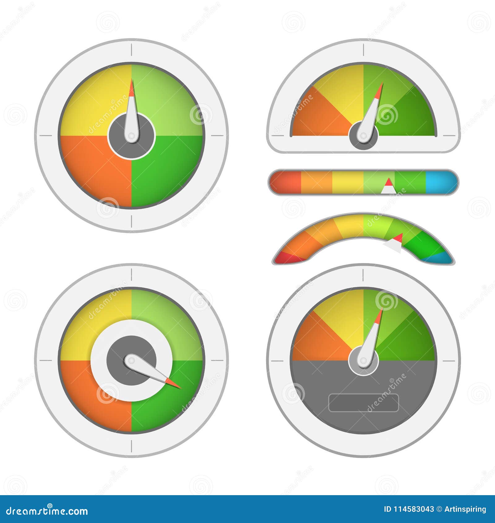 Gauge Meter. Rating Scale Bar Indicator With Arrow Speedometer ...