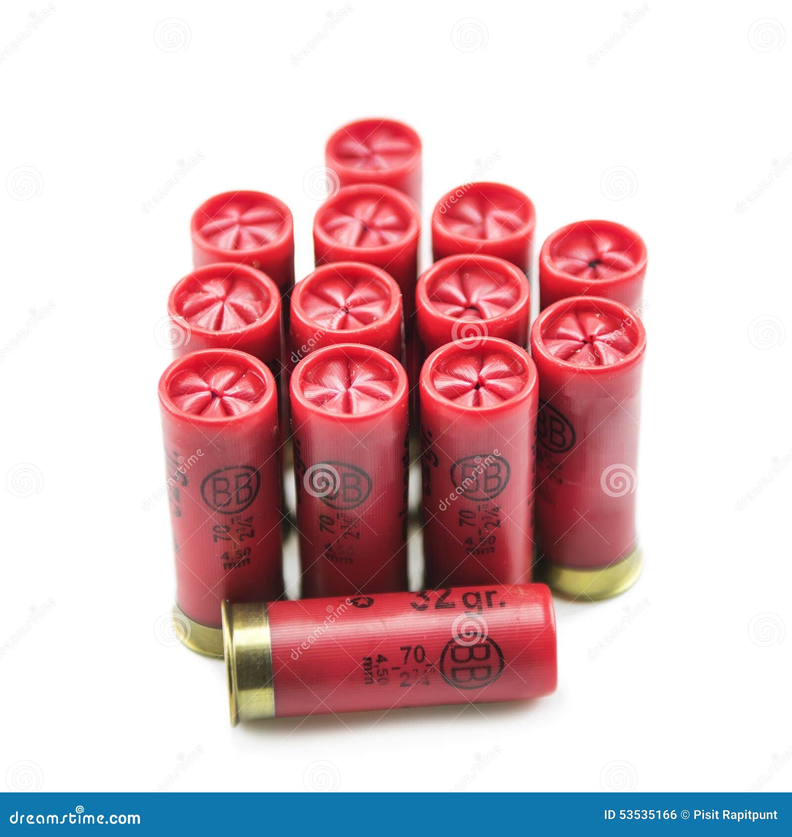 12 Gauge Shotgun Shells Isolated Stock Photo - Image of military ...
