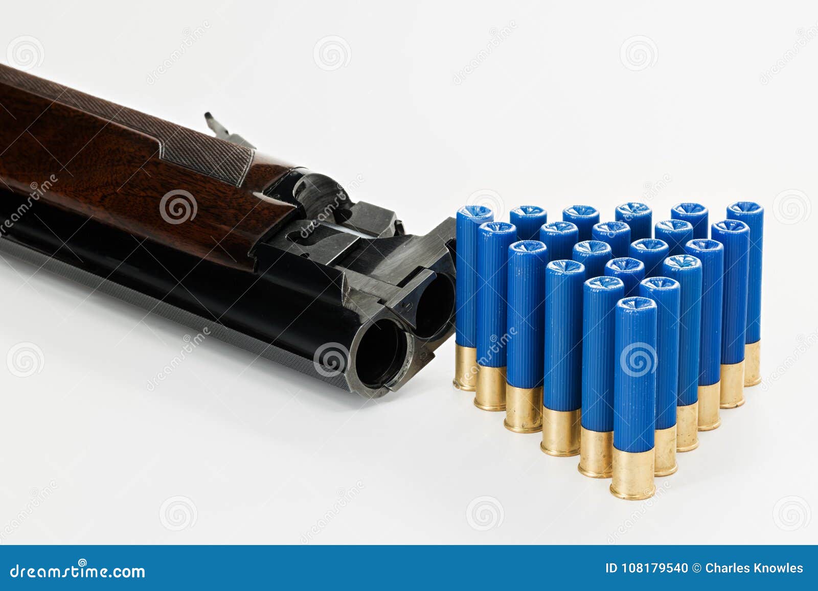 410 Gauge Shotgun and Shells on a Table Stock Photo - Image of shells ...