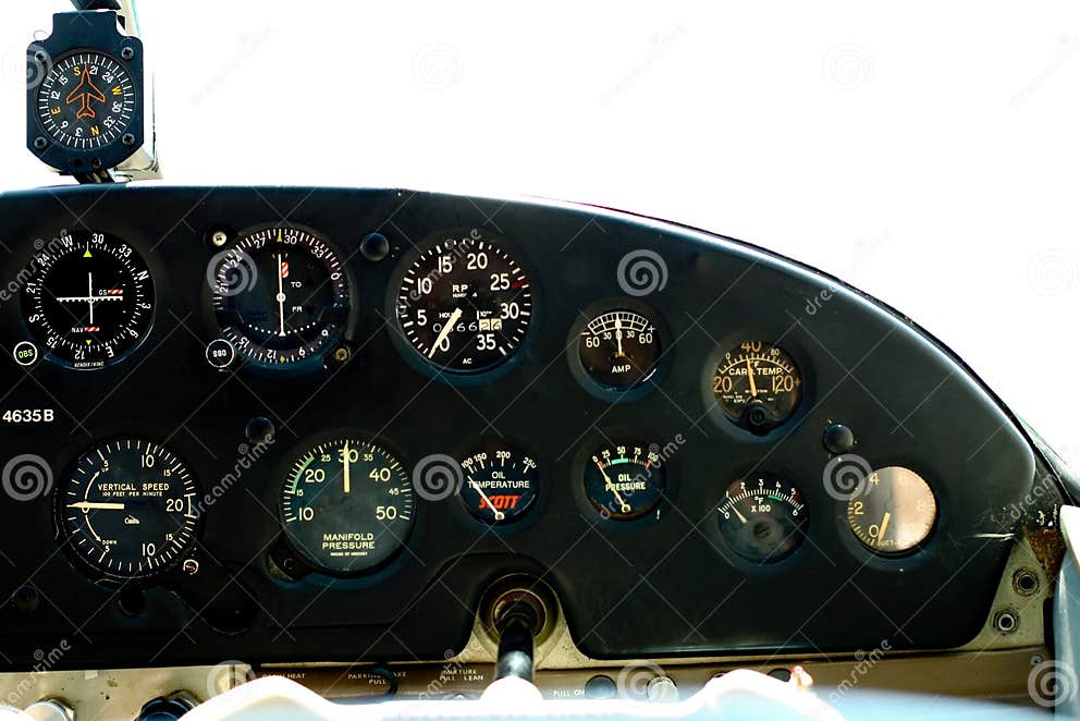 Gauges in Cessna cockpit. stock image. Image of airplane - 20072493