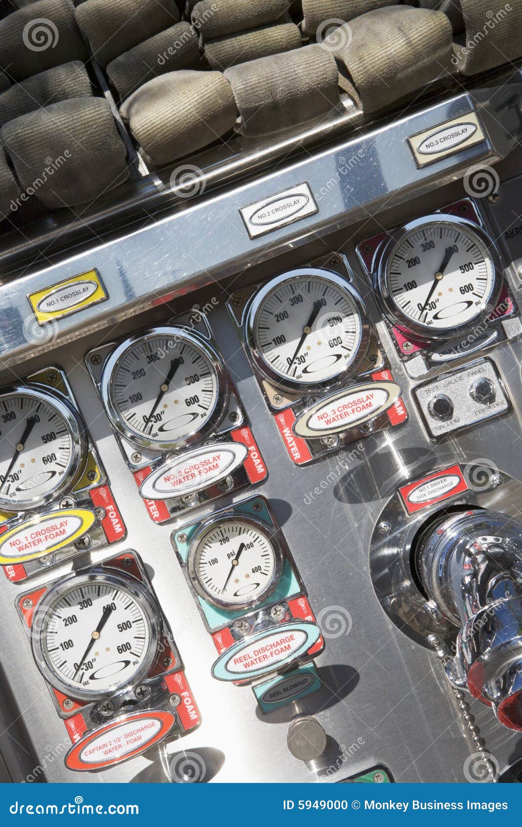 Gauges and Dials on a Fire Engine Stock Photo - Image of department ...