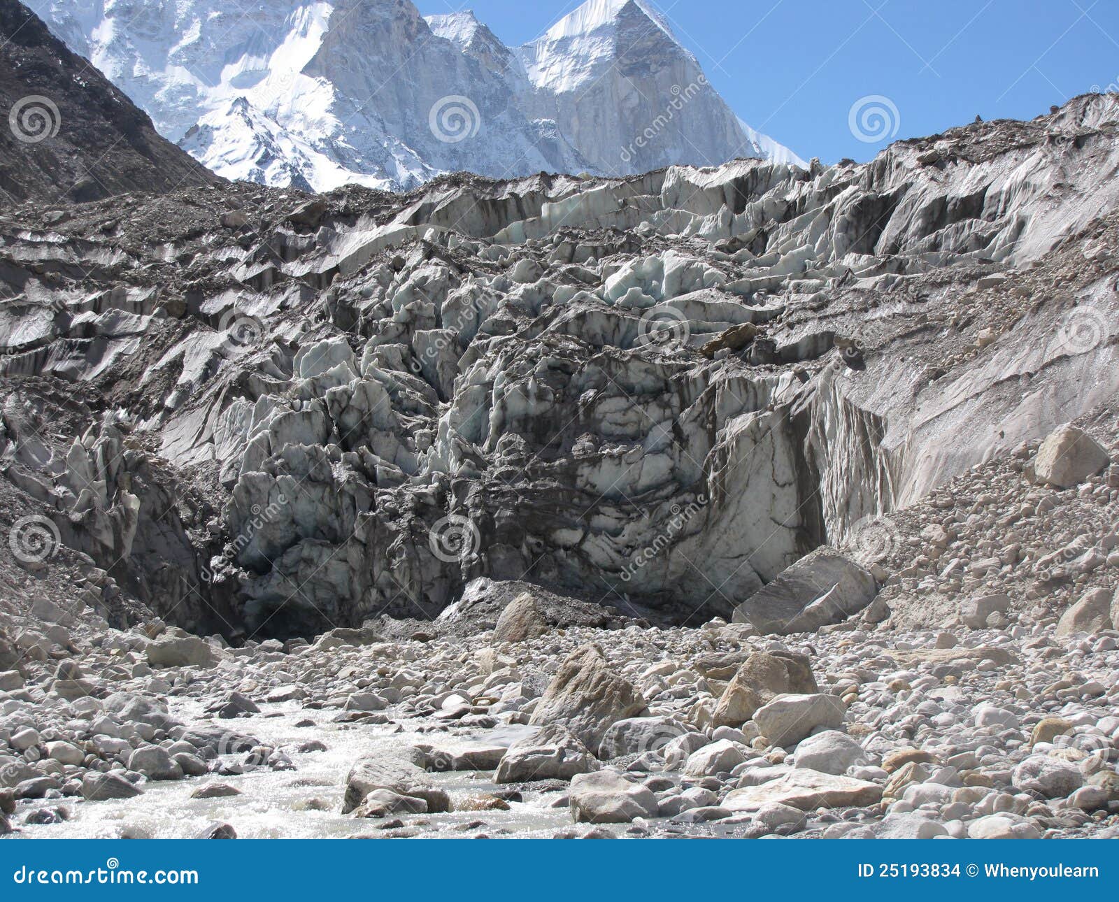 Gaumukh Glacier Source of Bhagirathi Stock Photo - Image of moraines ...