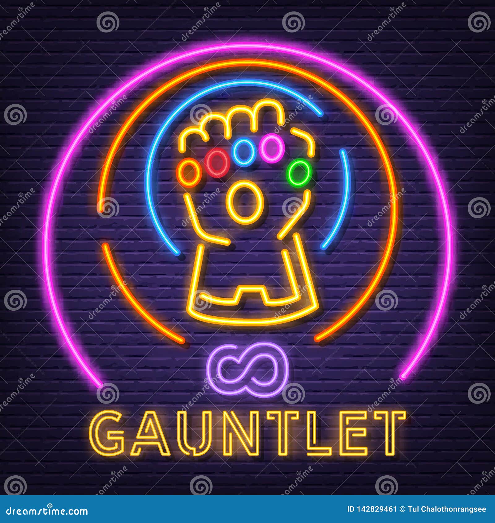 Gauntlet Sign Illustration. Black Icon On White Popart Splash At Green ...