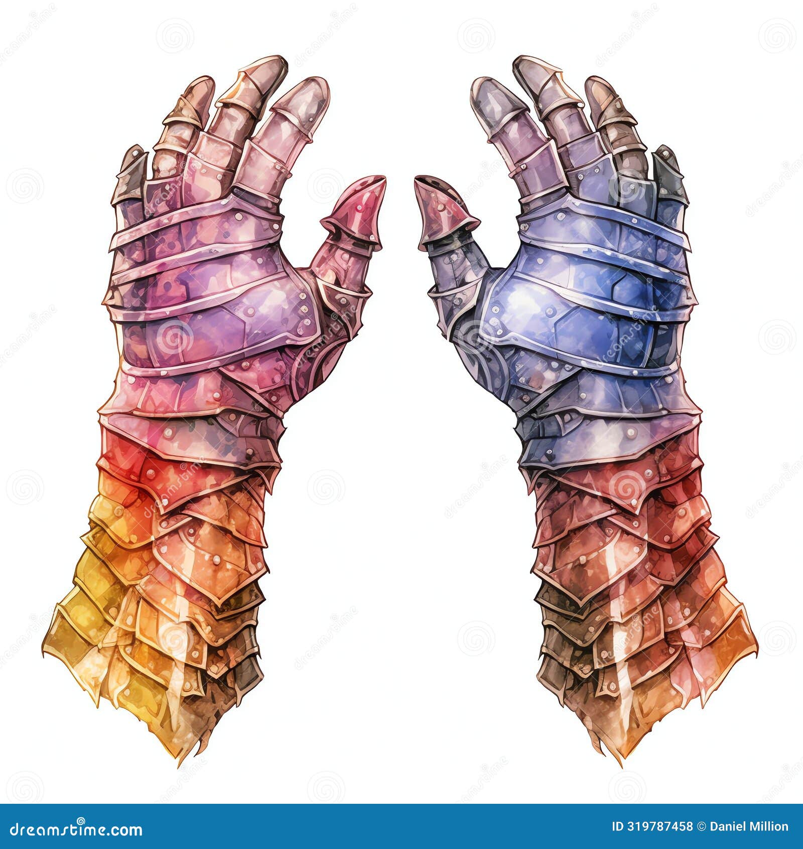 Gauntleted Hands Medieval Watercolor Fantasy Stock Illustration ...