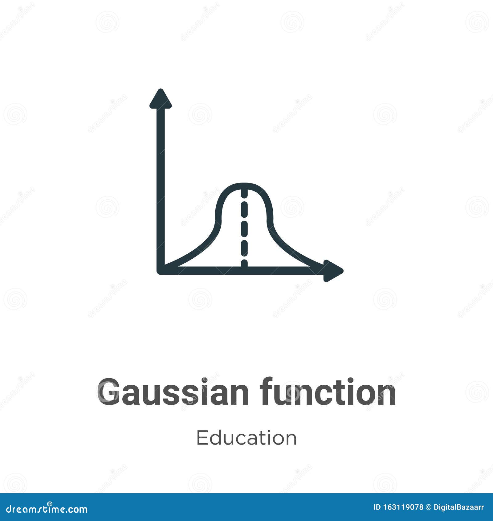 Gaussian Function Vector Icon on White Background. Flat Vector Gaussian ...