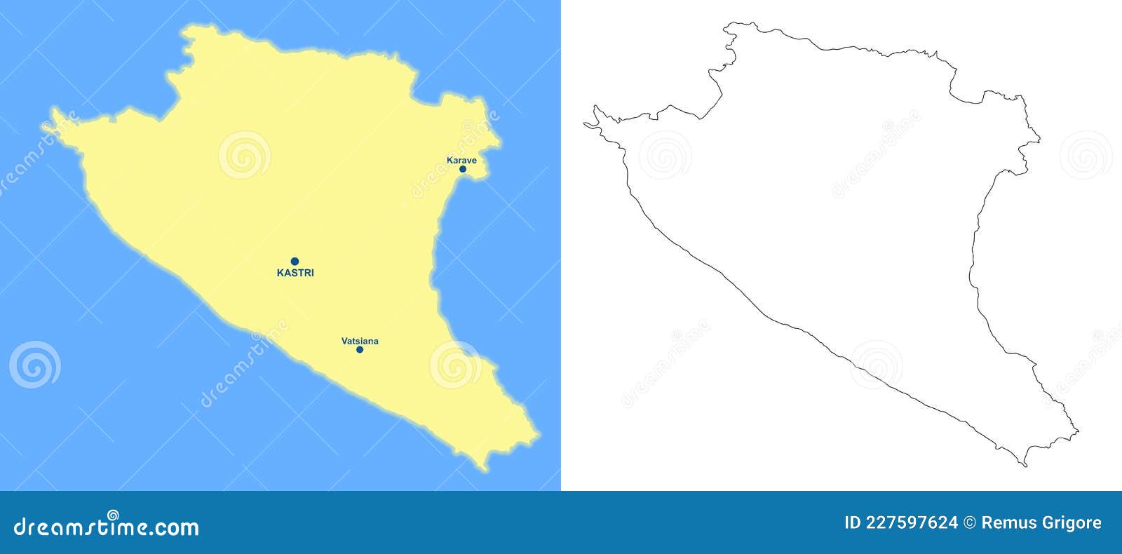 Gavdos Island Map - Cdr Format Stock Vector - Illustration of islands ...