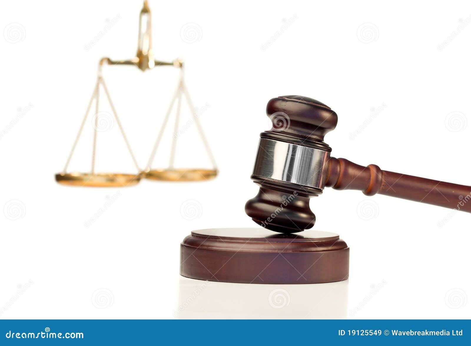 Gavel in Action and Scale of Justice Stock Image - Image of juridical ...