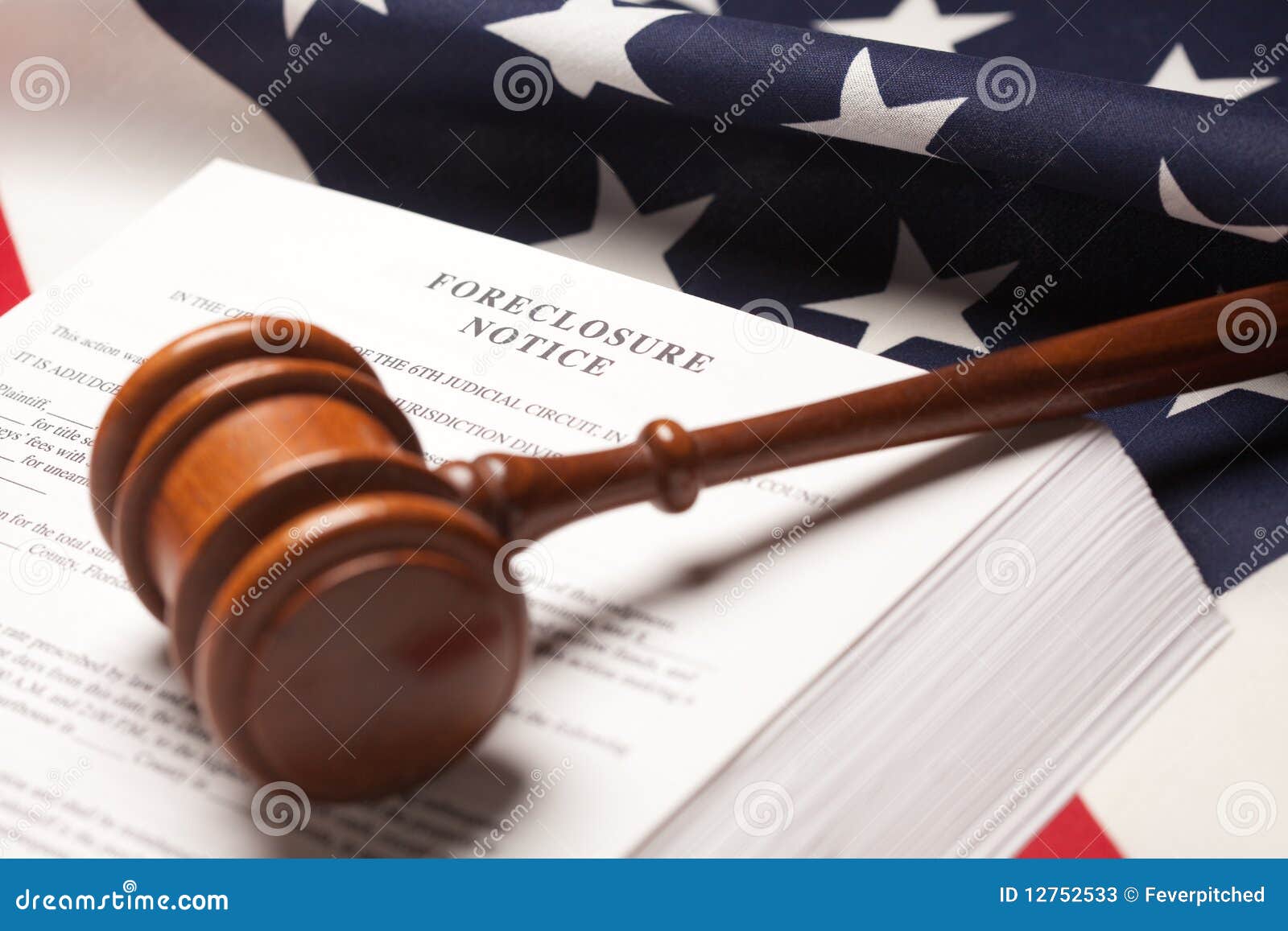 Gavel, American Flag and Forclosure Notice Stock Image - Image of gavle ...