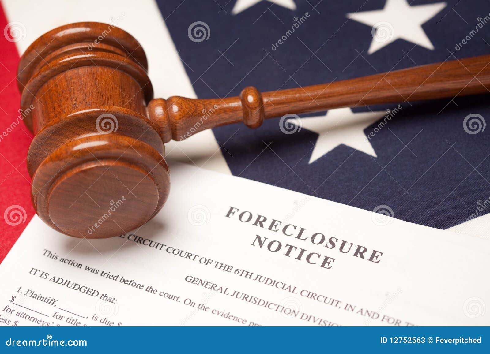 Gavel, American Flag and Foreclosure Notice Stock Image - Image of ...