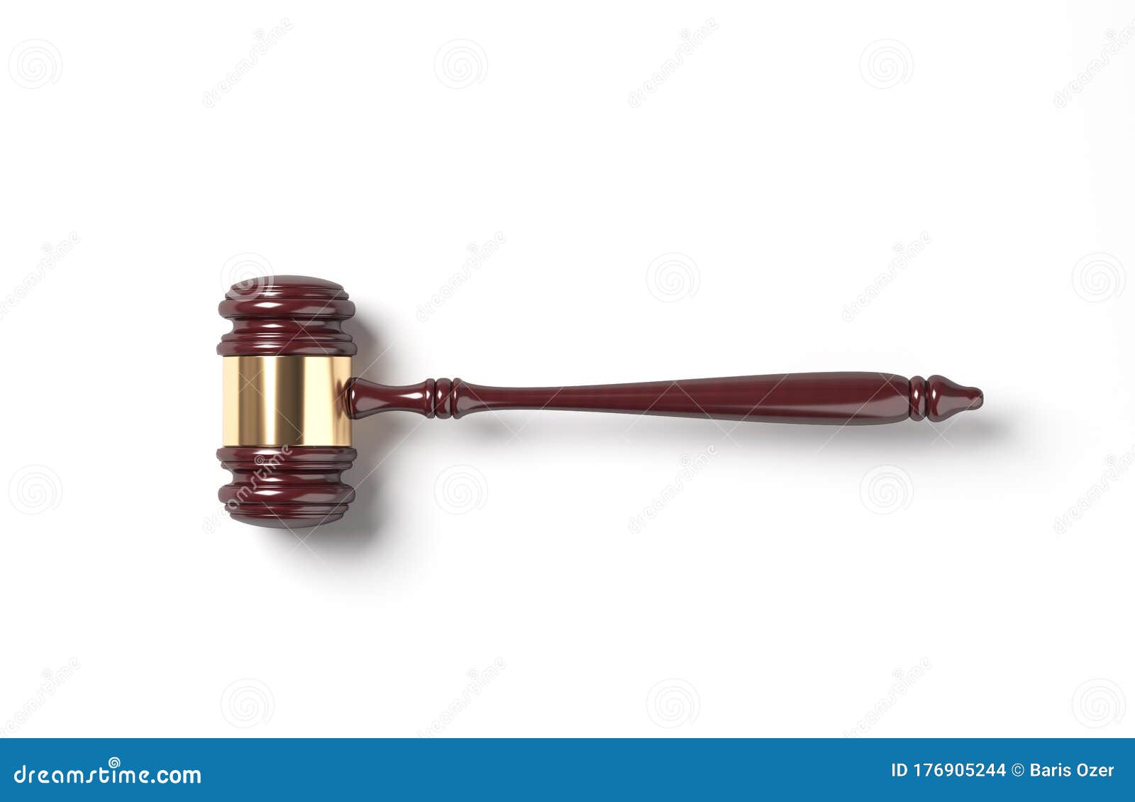 Dark Wooden Gavel on White Horizontal Composition Stock Illustration ...