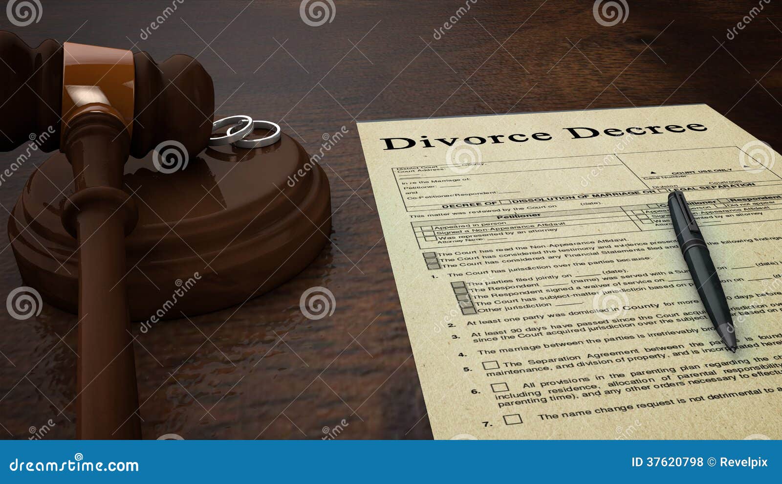 Gavel Divorce Paper Decree Front Stock Illustration - Illustration of ...