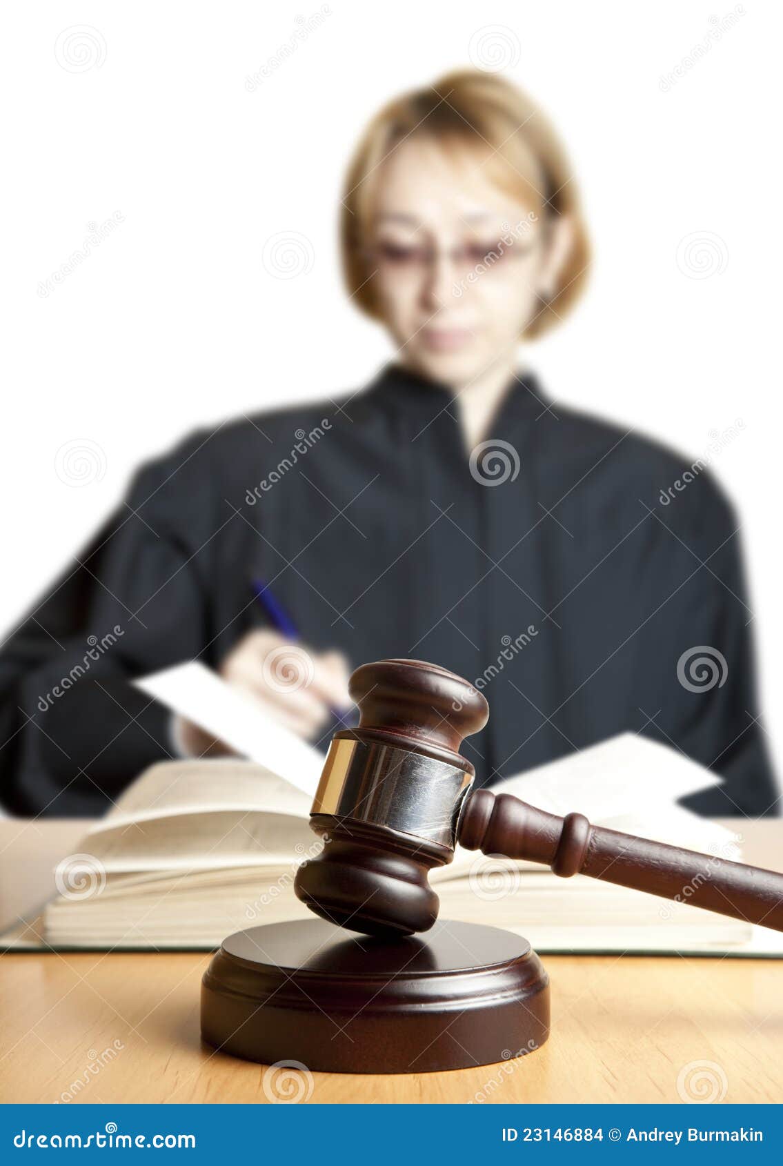 Gavel and female judge stock photo. Image of adjournment - 23146884