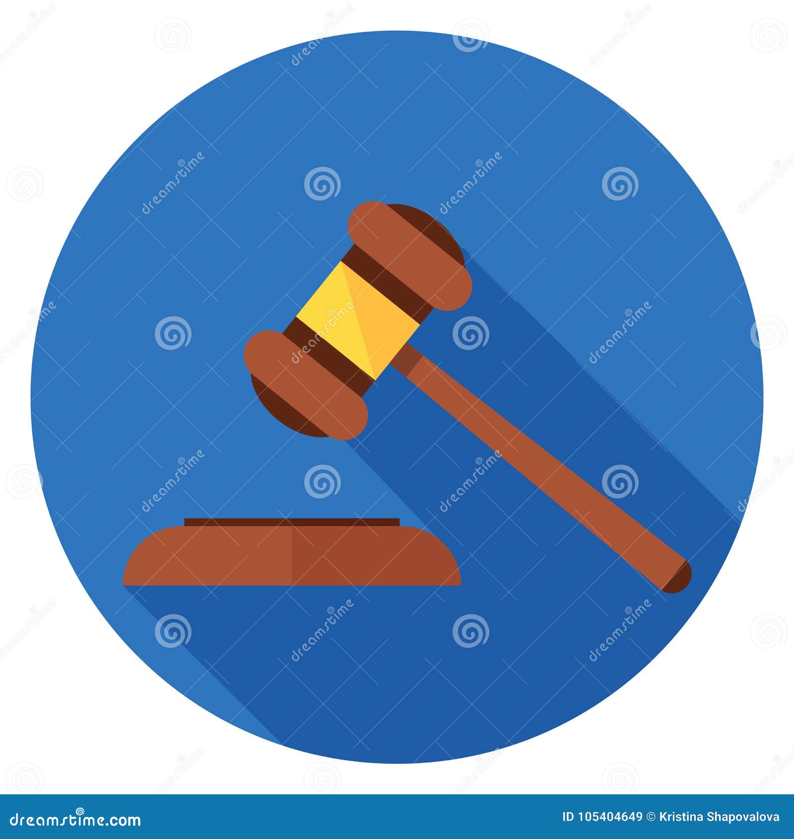 Gavel icon in flat design. stock illustration. Illustration of brown - 105404649