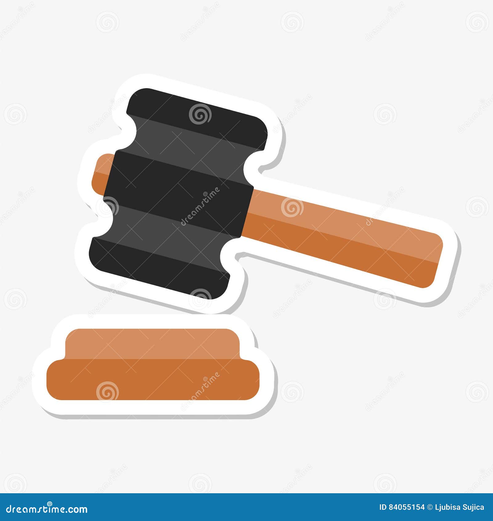 Gavel icon sticker stock vector. Illustration of judge - 84055154