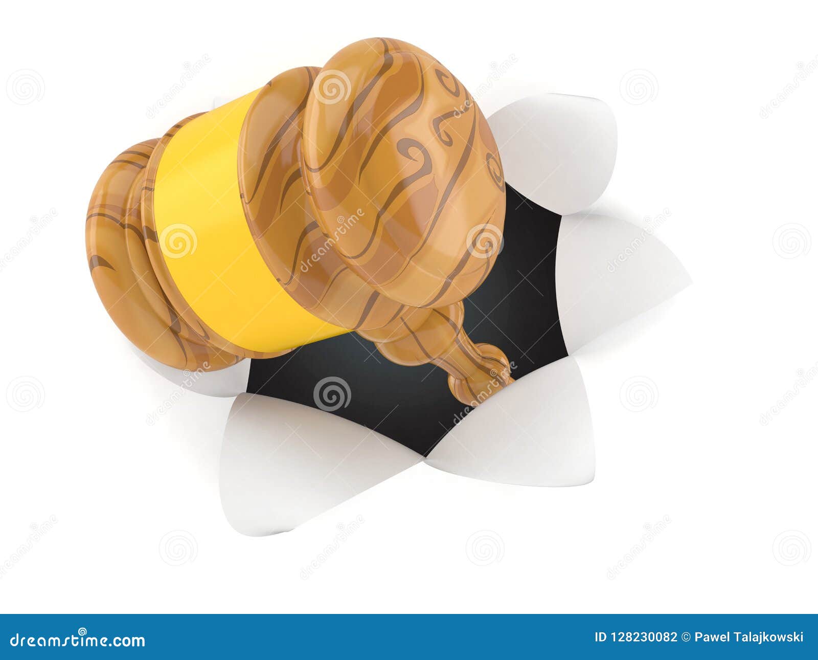 Gavel Inside Hole from Torn Paper Stock Illustration - Illustration of ...