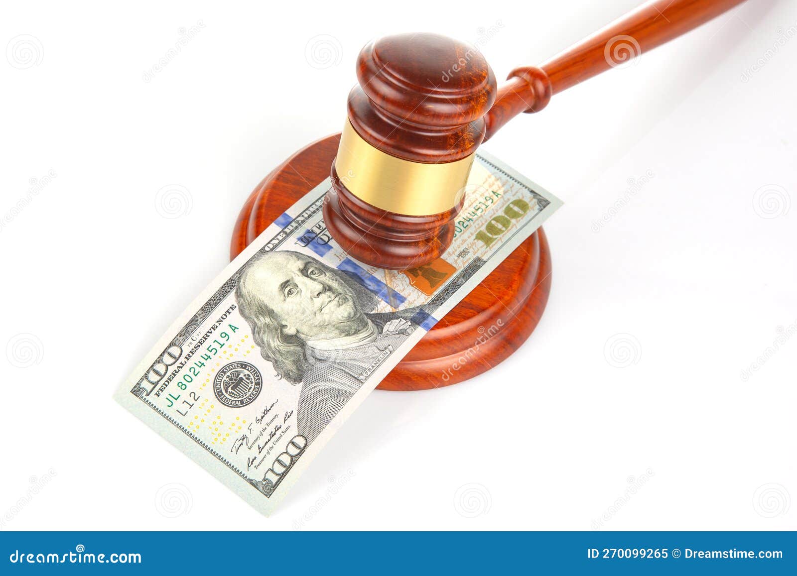 Gavel of Justice on the Background of Dollars. Corruption in Law Stock Image - Image of banknote ...