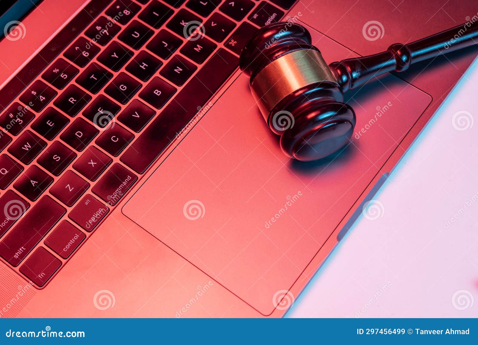 Gavel on Keyboard Closeup View - Cyber Justice Concept Stock Image ...