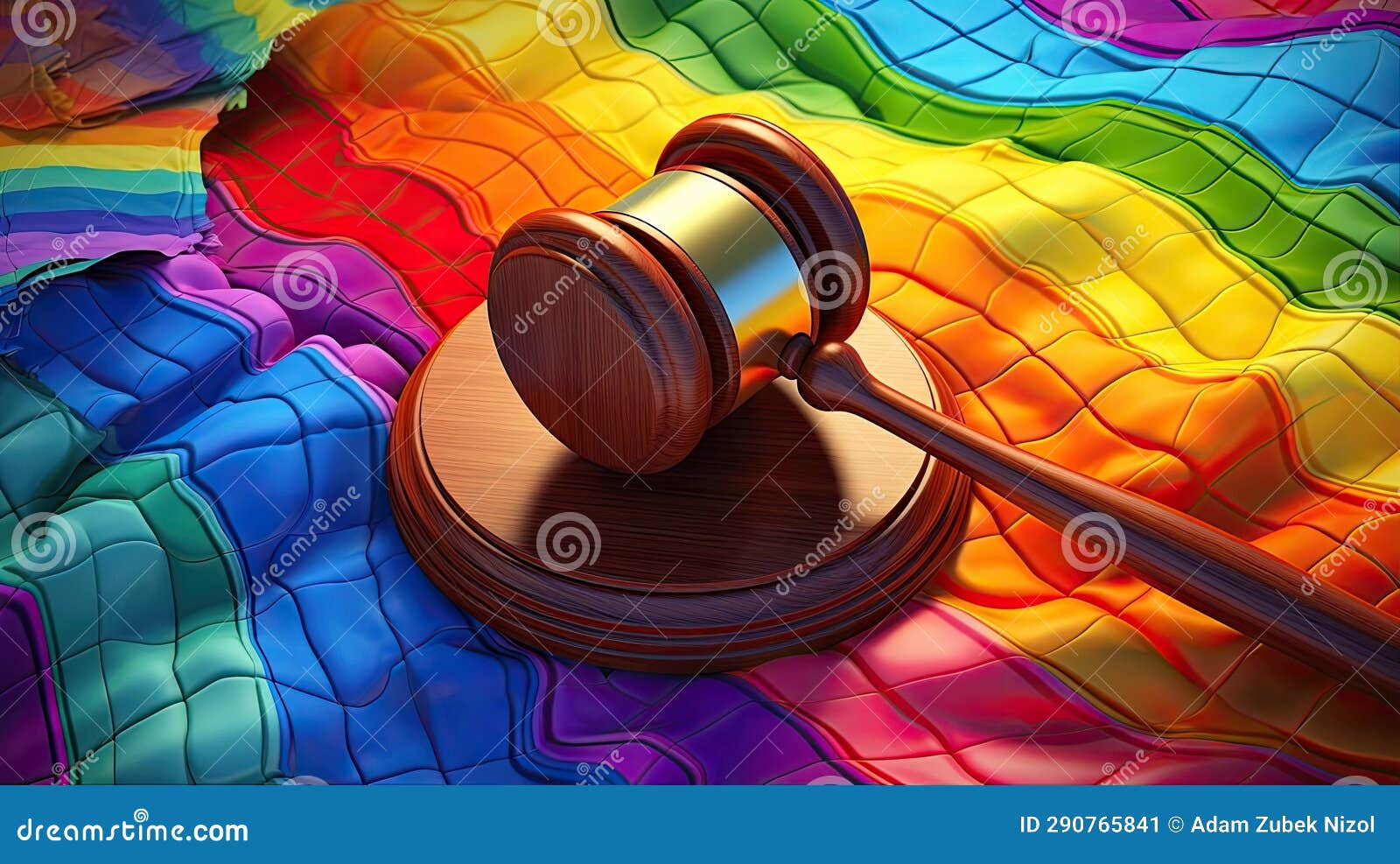 A gavel on a rainbow flag stock illustration. Illustration of ...