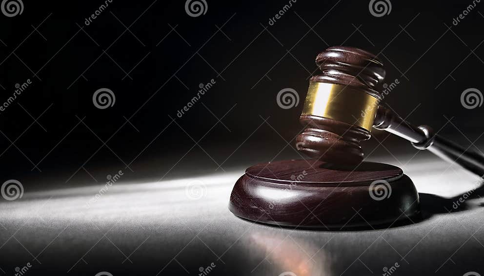 A Gavel on a Surface Illuminated by a Single Light Source. Justice and ...