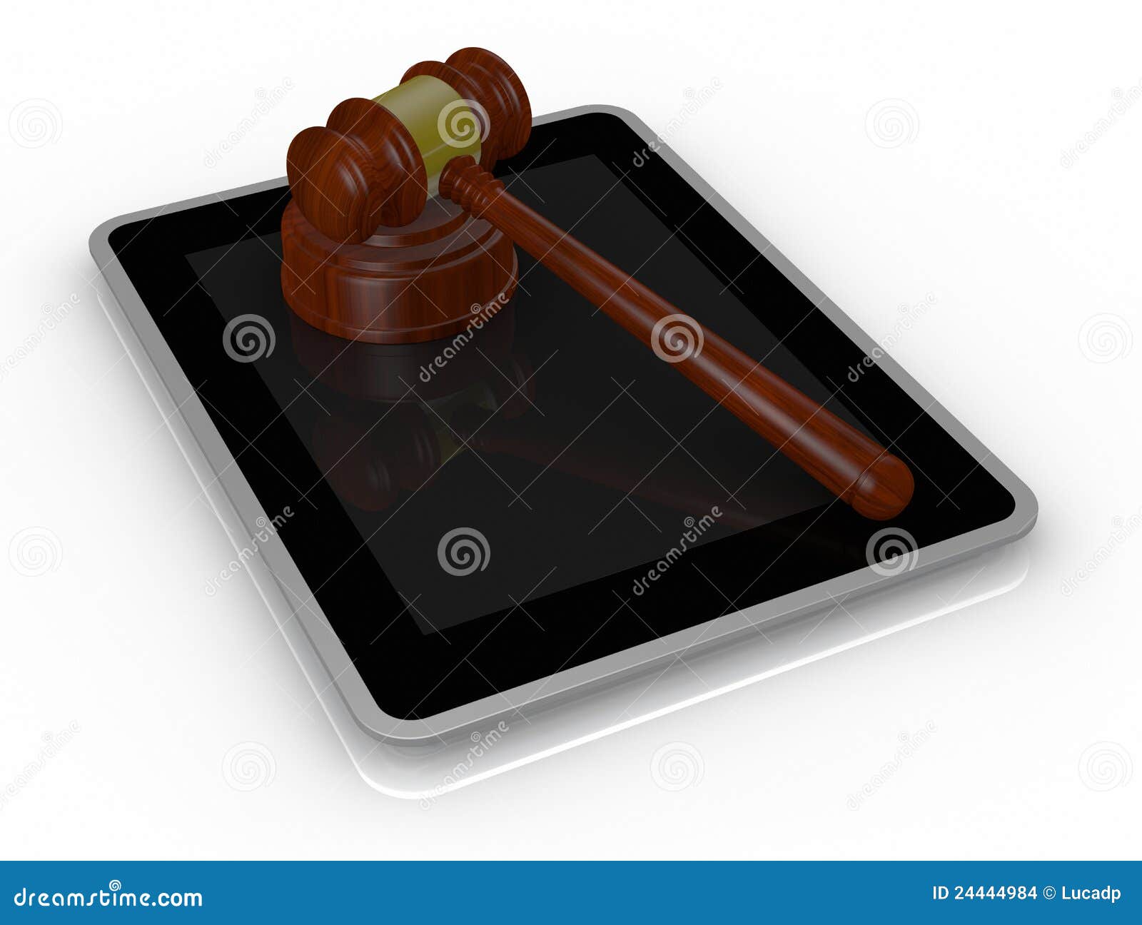 Gavel and tablet pc stock illustration. Illustration of network - 24444984