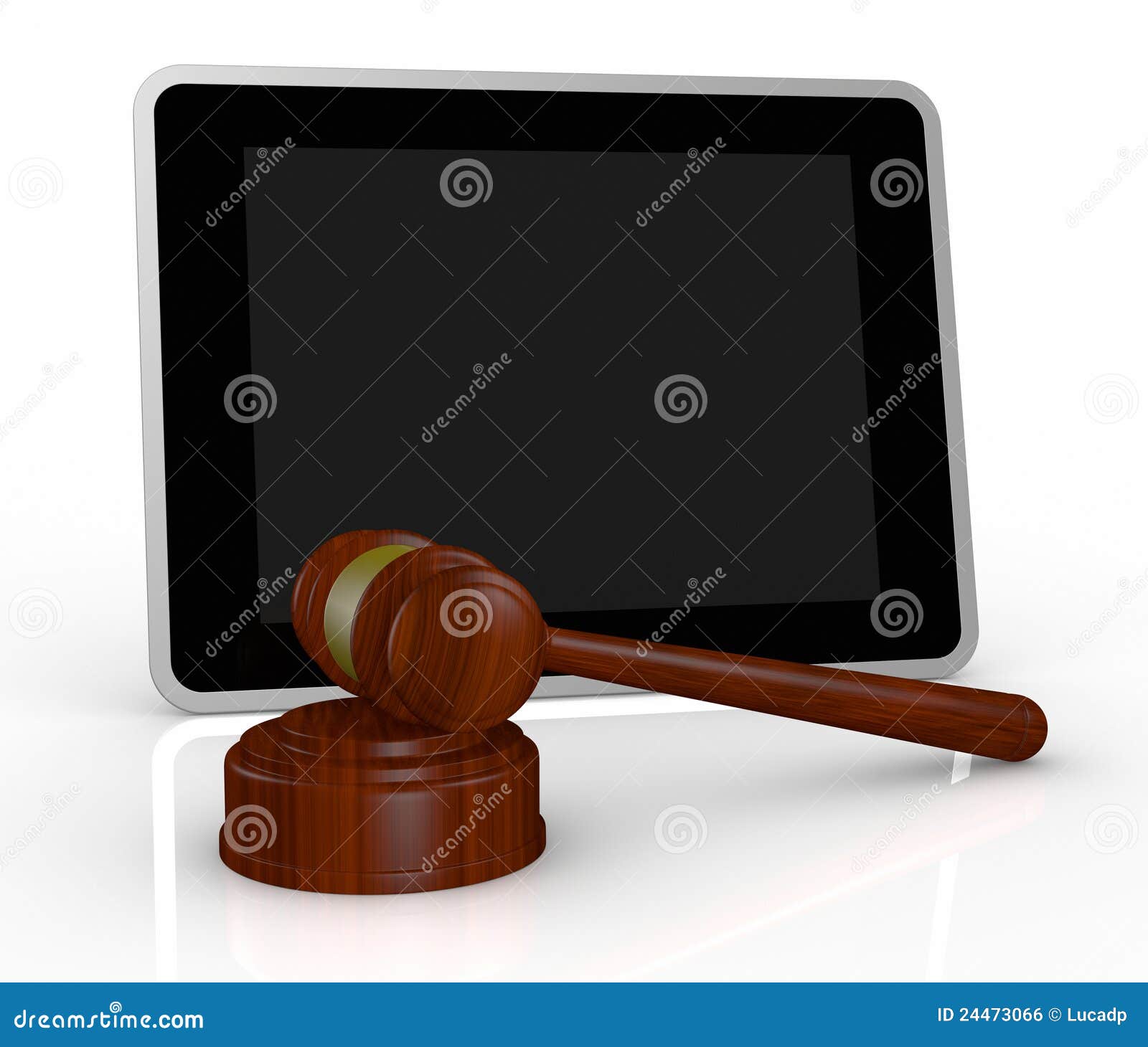 Gavel and tablet pc stock illustration. Illustration of online - 24473066