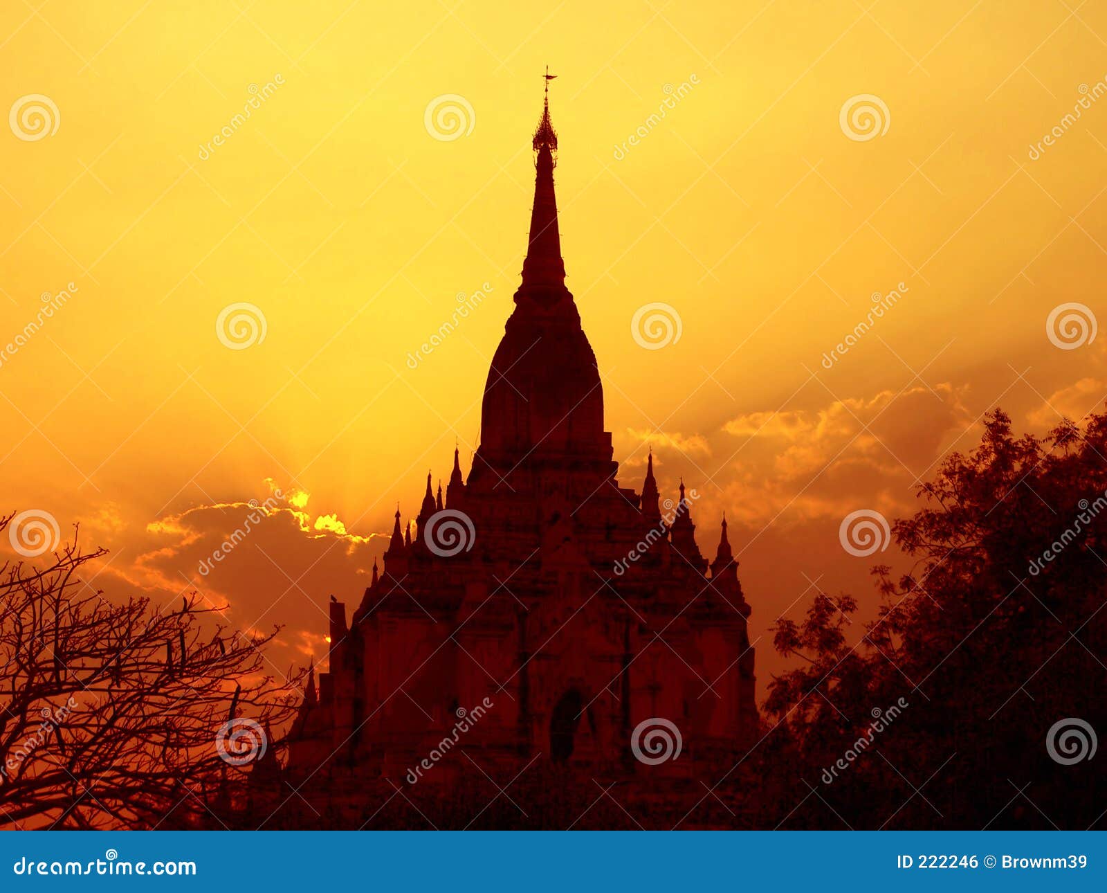 Gawdawpalin Temple Sunset. stock photo. Image of calm, descend - 222246