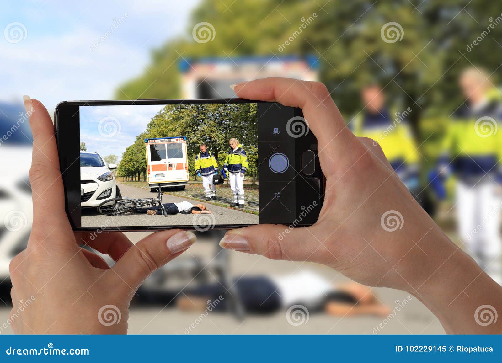 Gawping Onlooker Taking Picture of an Accident Stock Image - Image of ...