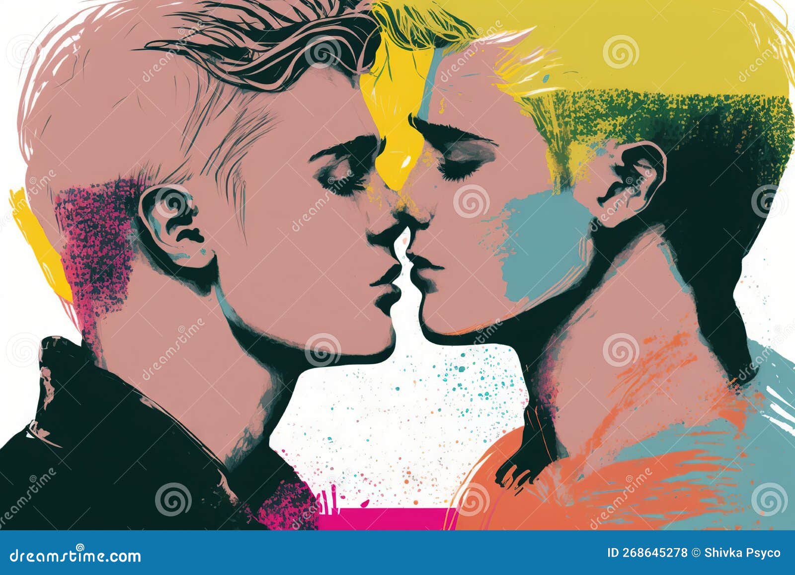 Gay Couple Kissing Illustration Stock Illustration Illustration Of