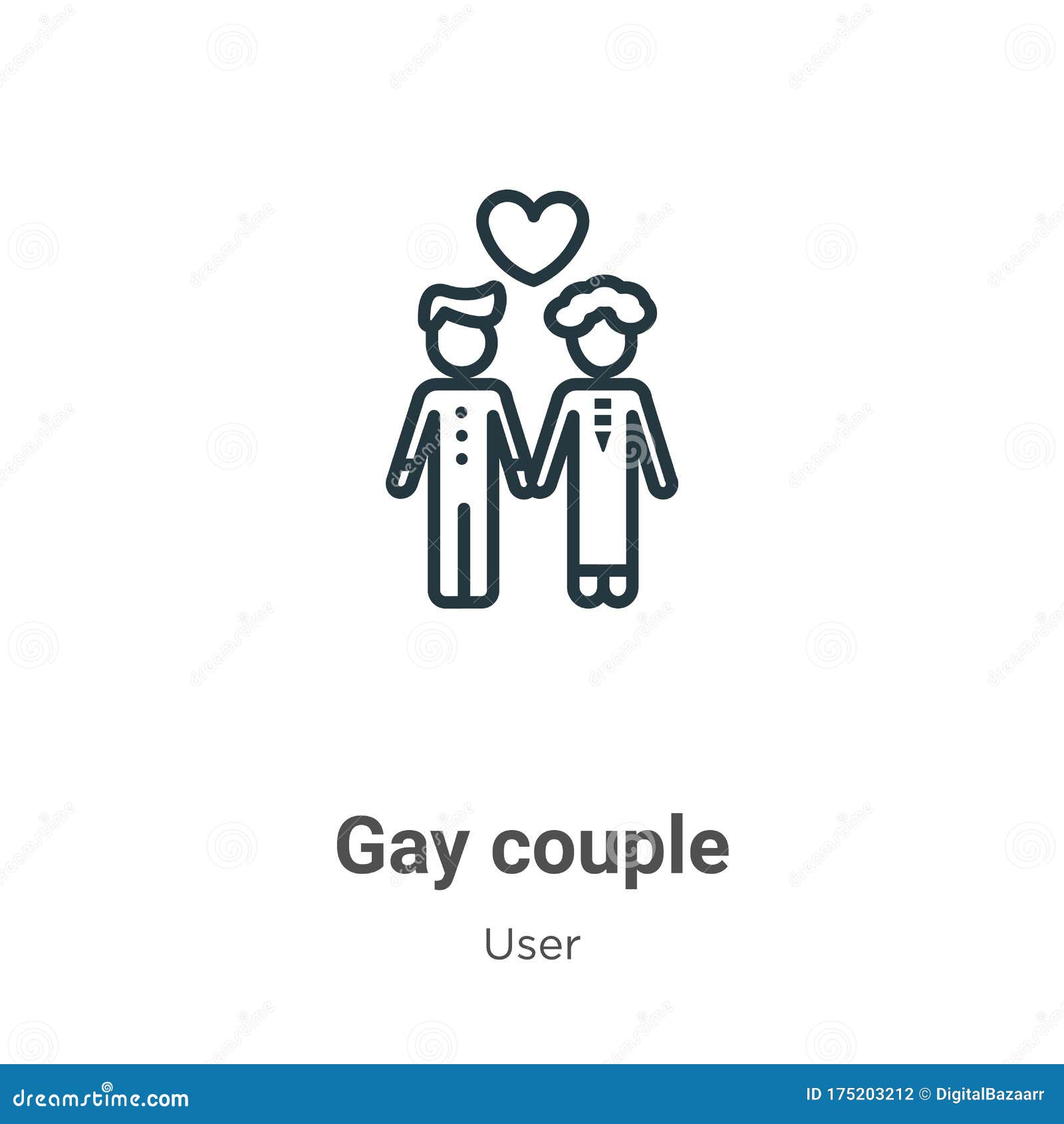 Gay Couple Outline Vector Icon Thin Line Black Gay Couple Icon Flat