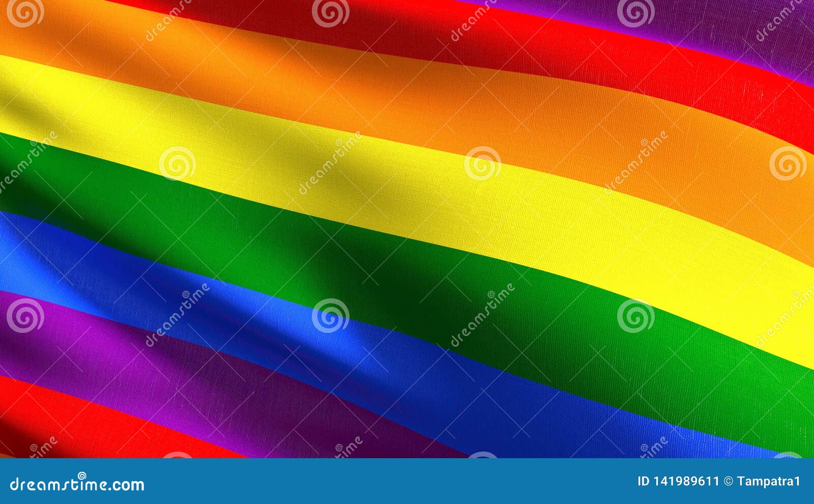 Gay Flag Lgbt Or Rainbow Flag Pride Symbol Blowing In The Wind Isolated Official Patriotic