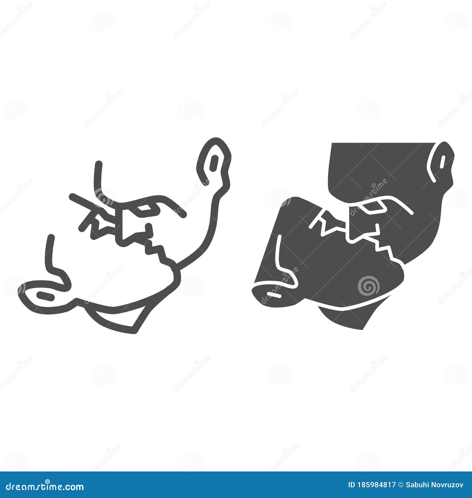 Gay Kiss Line And Solid Icon Lgbt Concept Gay Couple Sign On White