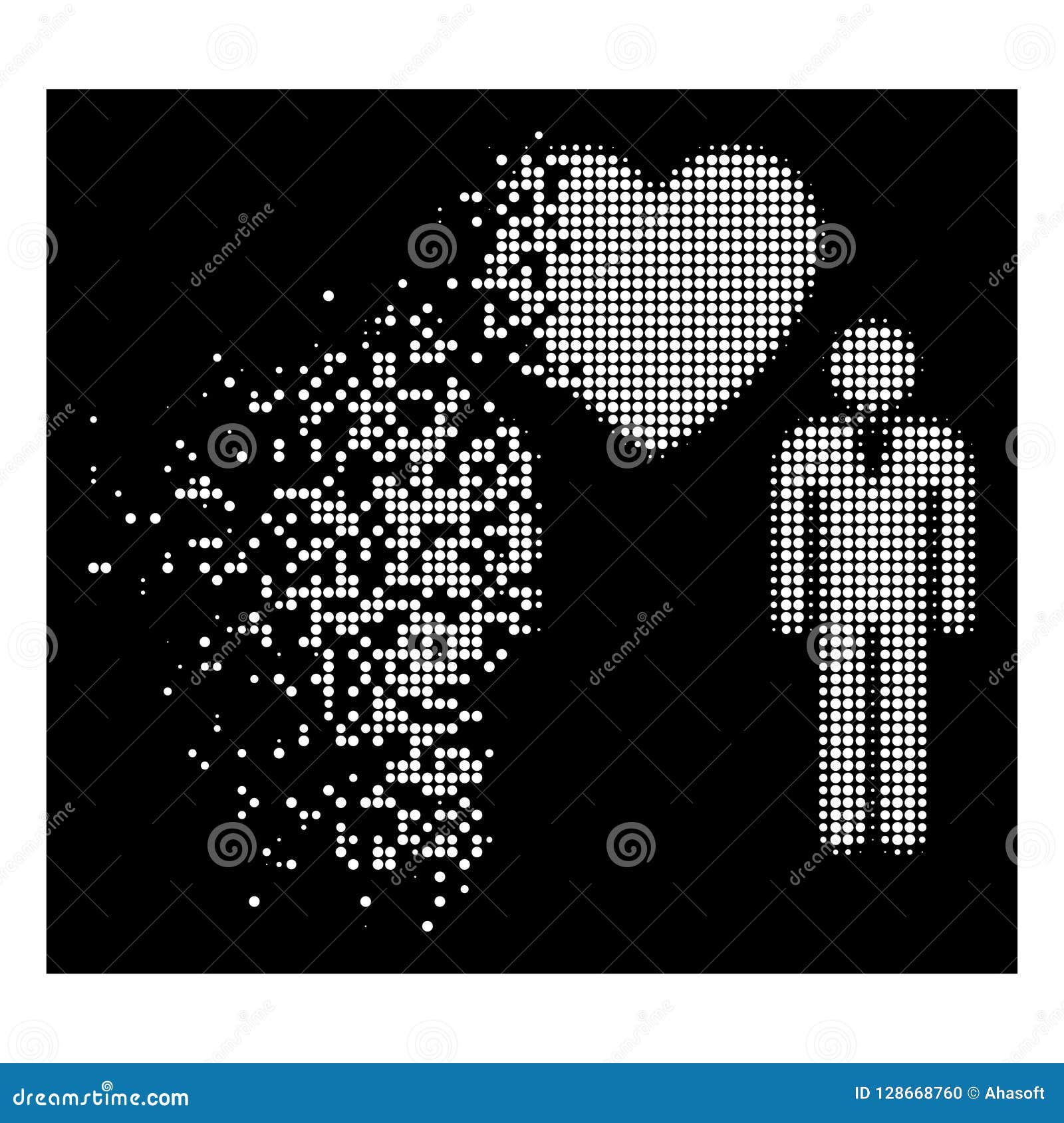 White Destructed Dot Halftone Dash Thinking Icon Vector Illustration ... White Destructed Dot Halftone Dash Thinking Icon Vector Illustration ...
