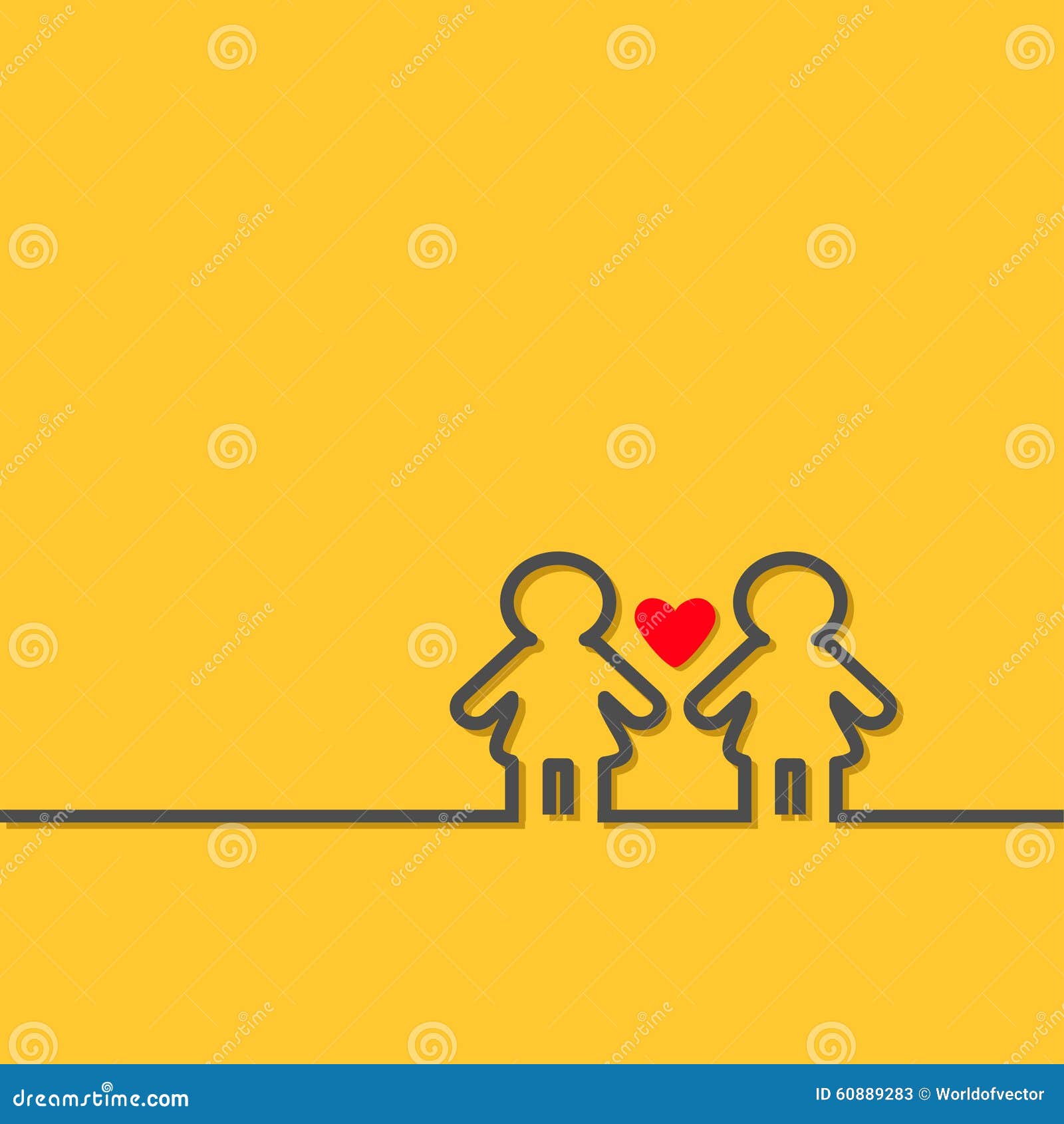 Gay Marriage Pride Symbol Two Black Contour Women Sign With Red Heart