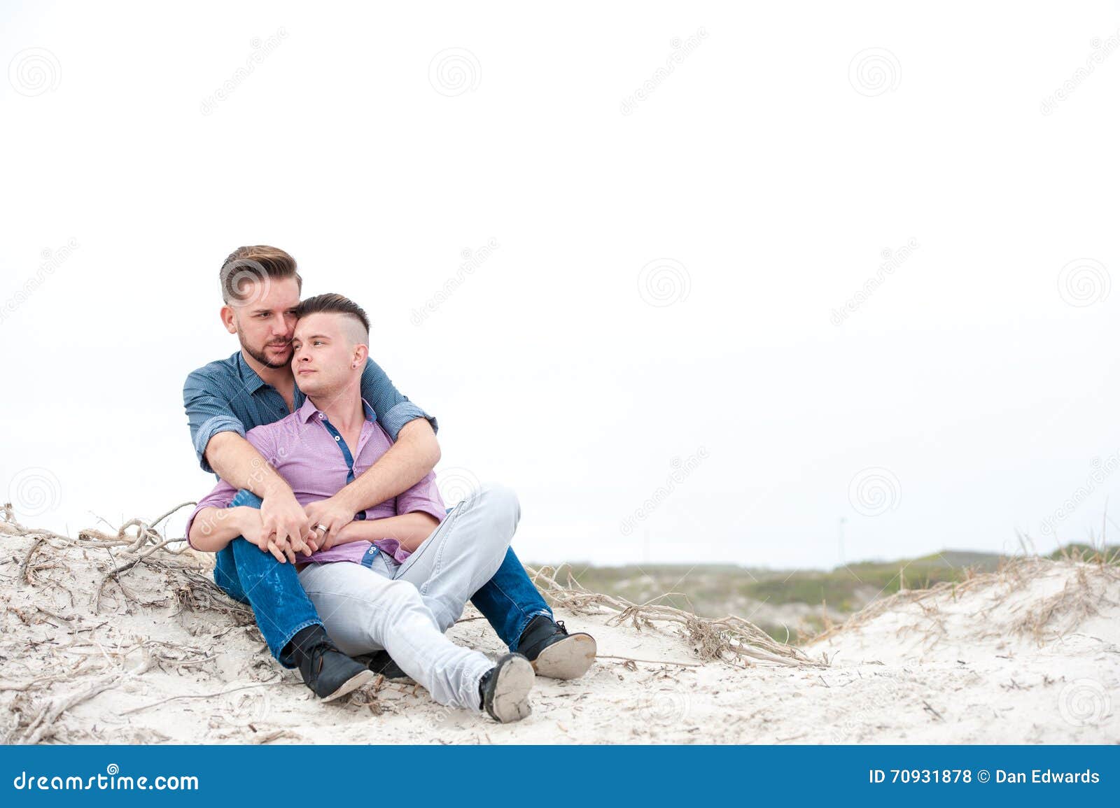 Gay Men Embracing on a Beach Stock Photo - Image of outdoor, attractive ...