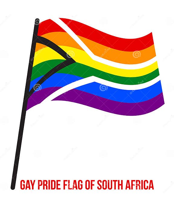 Gay Pride Flag Of South Africa Waving Vector Illustration Designed With