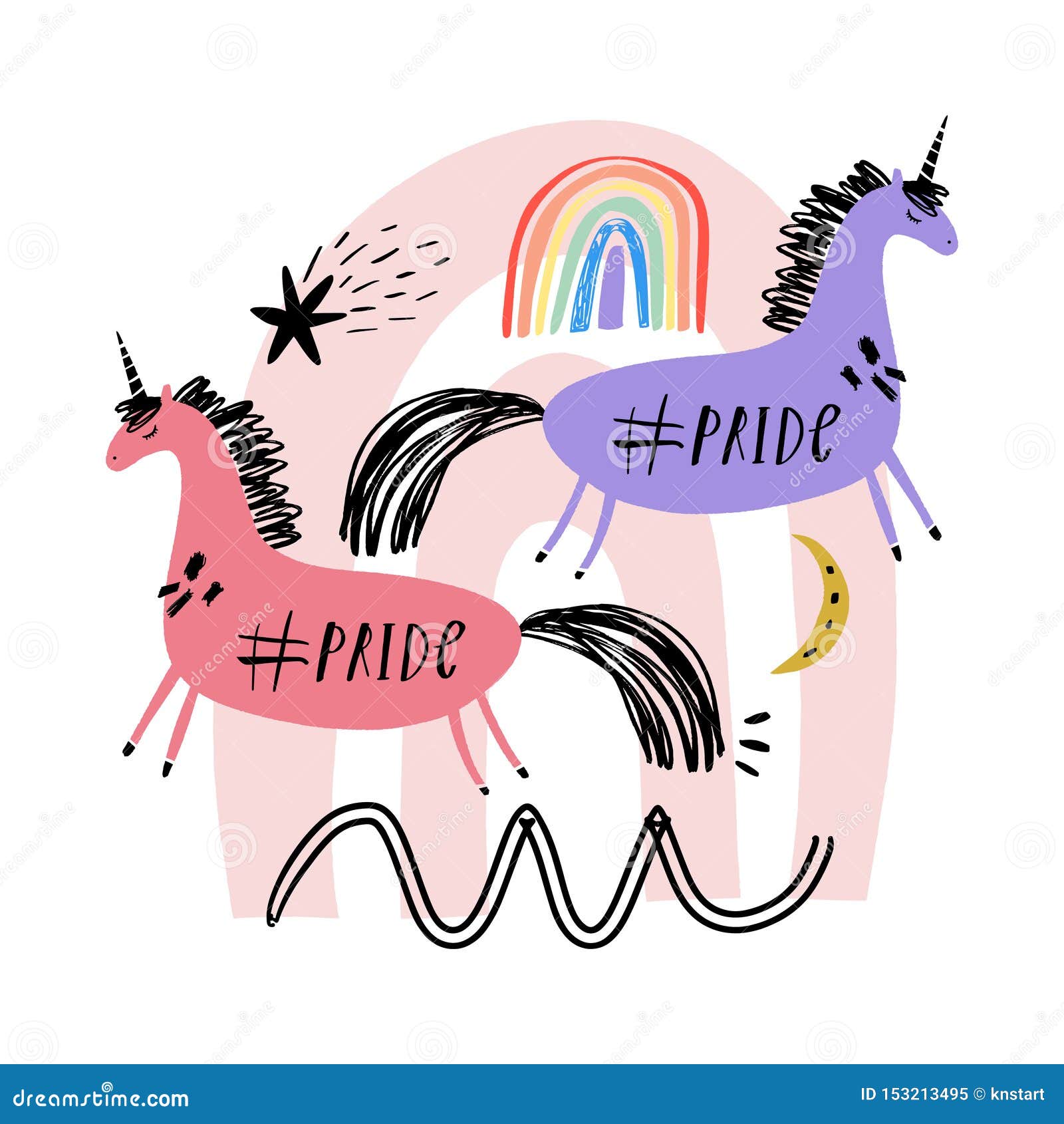 Gay Pride LGBT Rainbow Unicorns. Doodle Style Colorful Illustration ... Gay Pride LGBT Rainbow Unicorns. Doodle Style Colorful Illustration ...