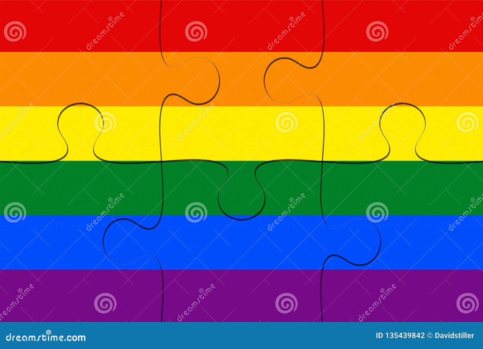 Gay Pride Rainbow Flag Jigsaw Puzzle 3d Illustration Stock