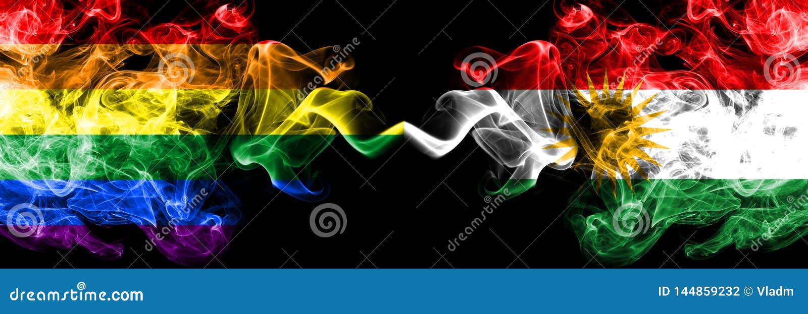 Gay Vs Kurdistan, Kurdish Smoke Flags Placed Side by Side. Thick ...
