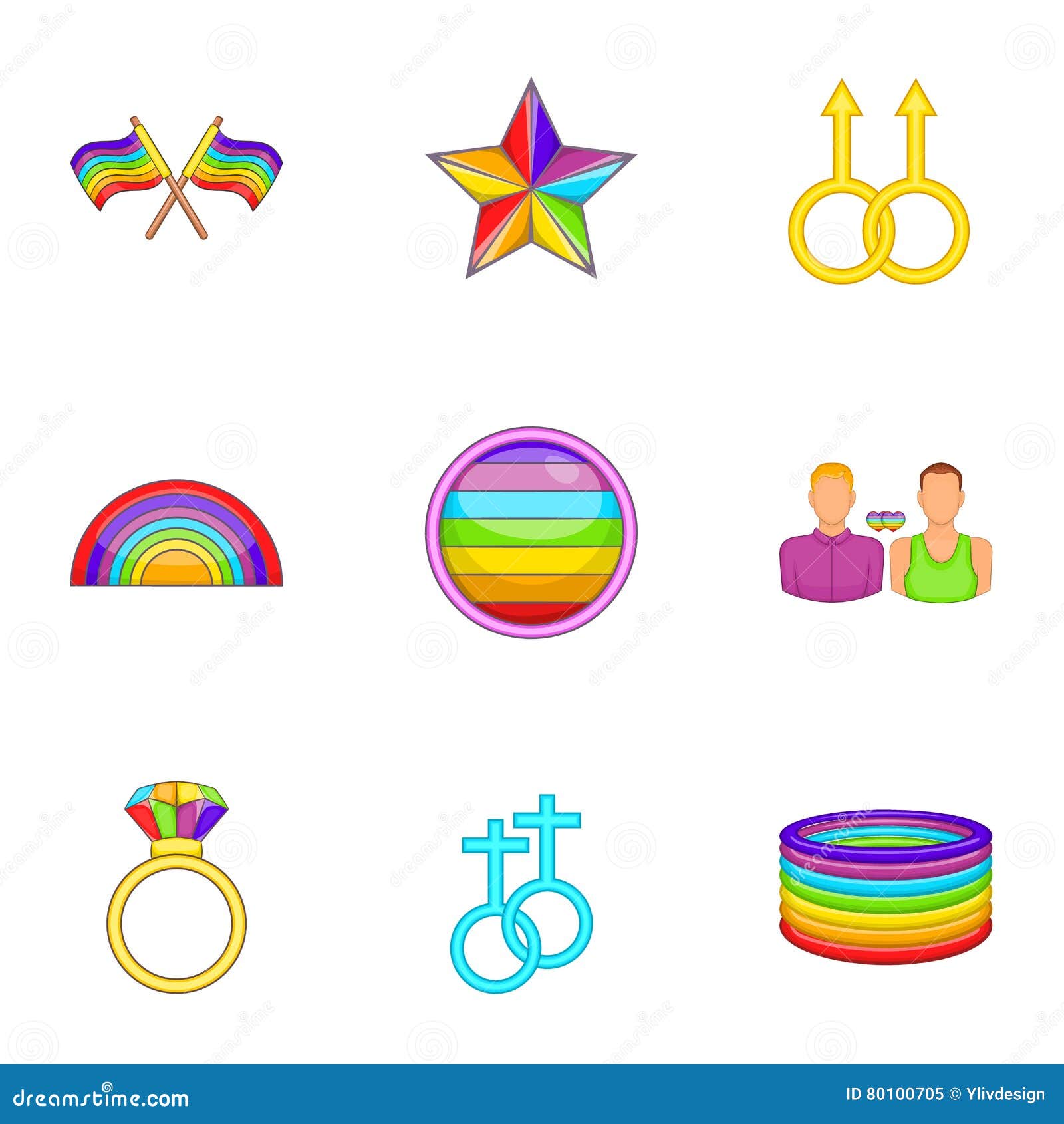 Gays and Lesbians Icons Set, Cartoon Style Stock Vector - Illustration ...