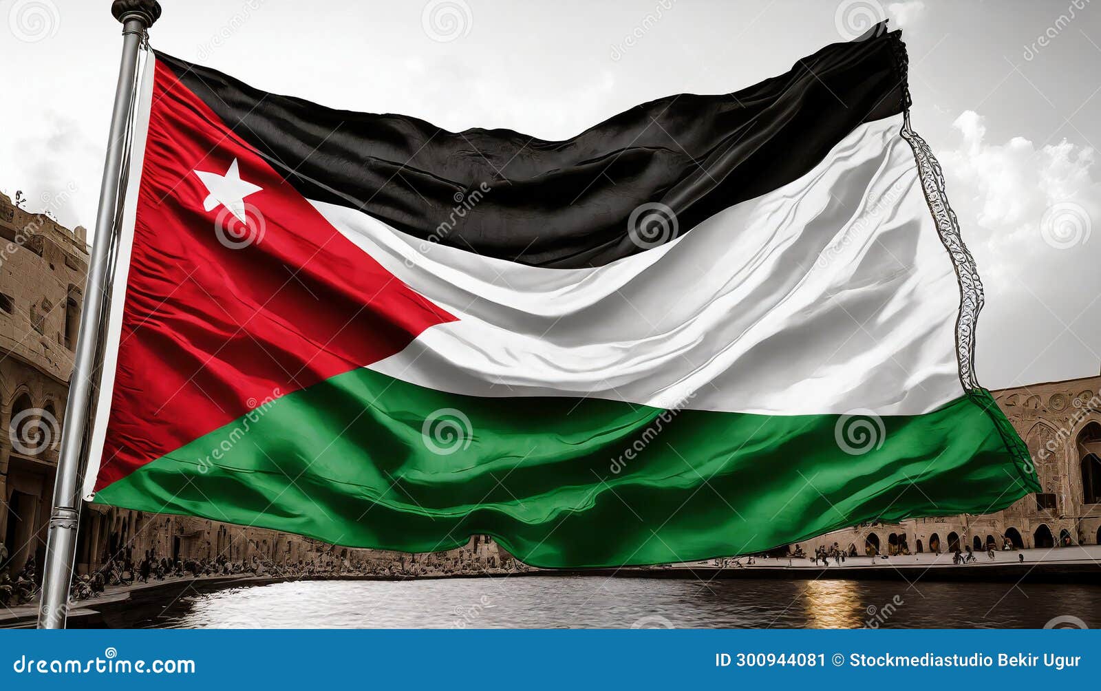 Gaza Strip National Flag stock illustration. Illustration of freedom ...