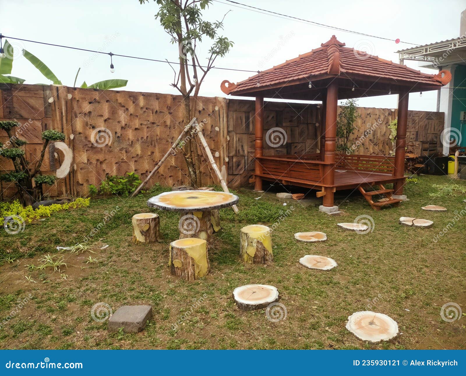 Gazebo Building from Coconut Tree Stock Image - Image of property, home ...