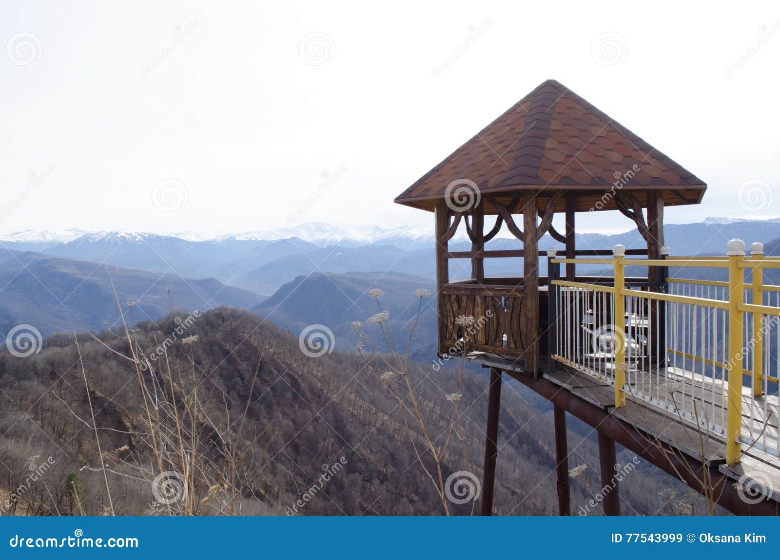 Gazebo on a Cliff in the Mountains Stock Image - Image of trees, cliff ...
